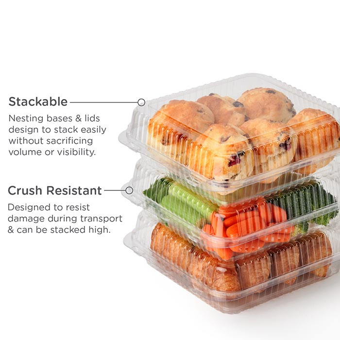 8x8x3" Compostable PLA Clear Clamshell Containers | BDV00155