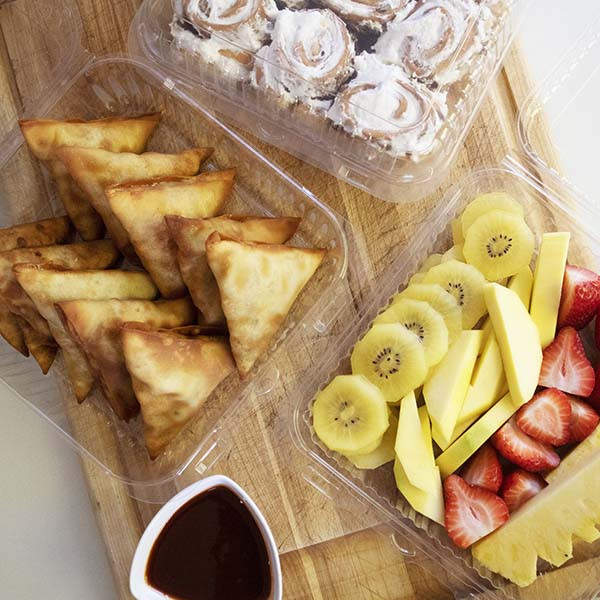 Sample of 48 oz Low Profile Multi-purpose Clamshell Containers