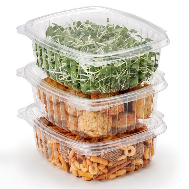 32 oz Compostable PLA Clamshell Deli Containers w/Lids | BDV09008