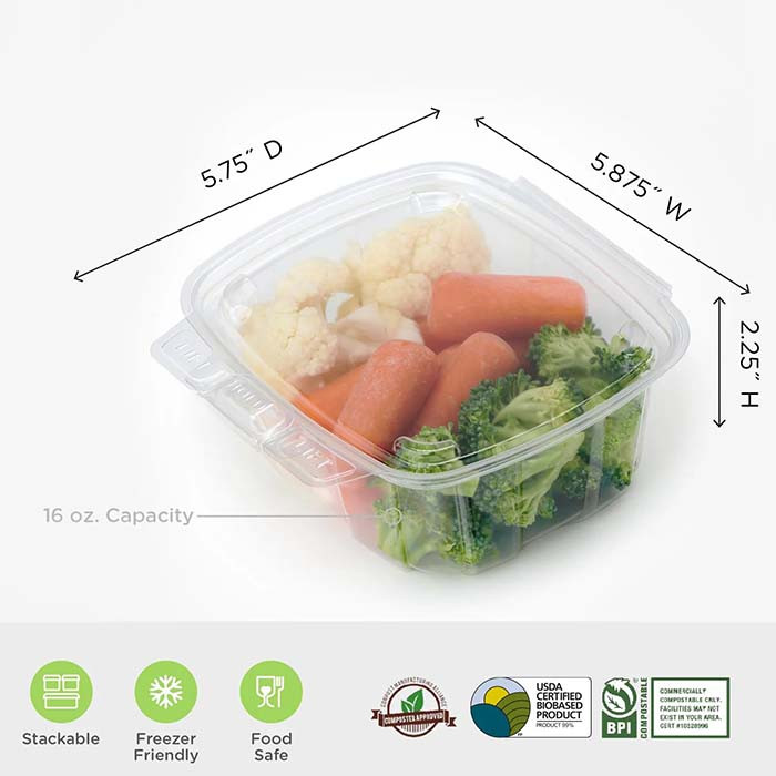 Good Natured 16 oz Tamper Evident PLA Clamshell Containers | BDV09031