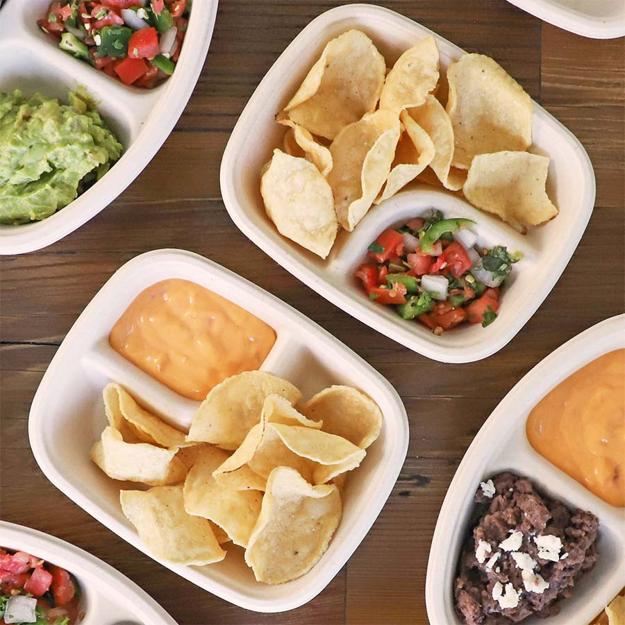 7x5" 2-Compt Fiber Chip & Dip Trays | TR-FB-75D-LFP