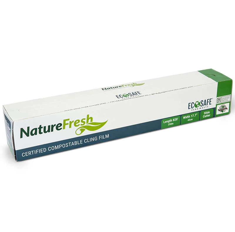 EcoSafe Compostable Cling Wrap Film w/ Cutterbox 17.7" | NF-CB450