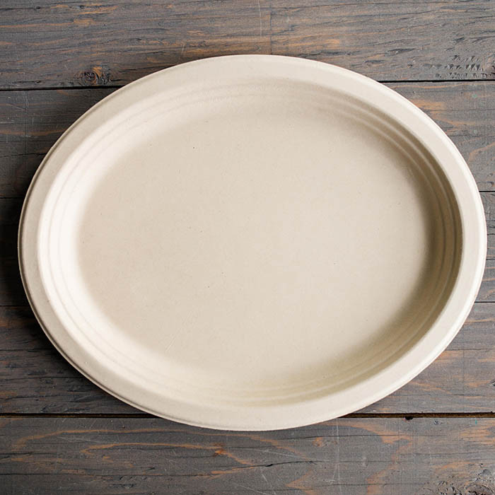 12" Compostable Fiber Oval Plate | Sample