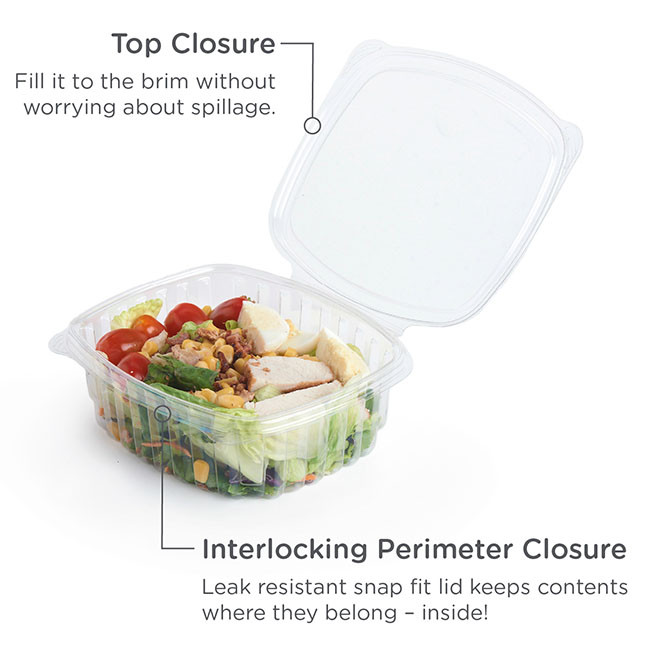 32 oz Compostable PLA Clamshell Deli Containers w/Lids | BDV09008