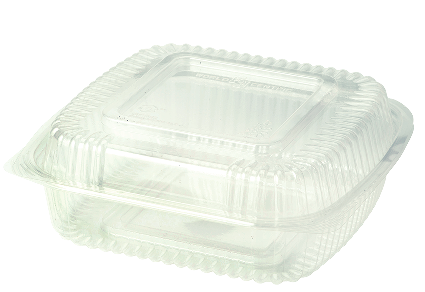 8x8x3" Compostable Clear PLA Clamshell Packaging | KL-CS-8N