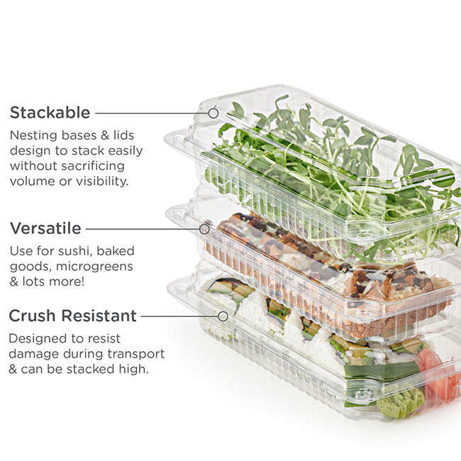 16 oz Compostable Low Profile PLA Clamshell Containers | BDX00748