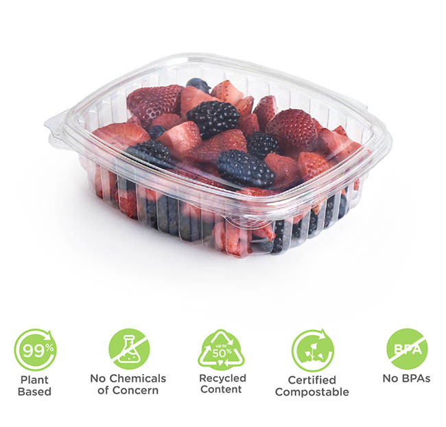 24 oz Compostable PLA Clamshell Deli Containers w/Lids | BDV09007