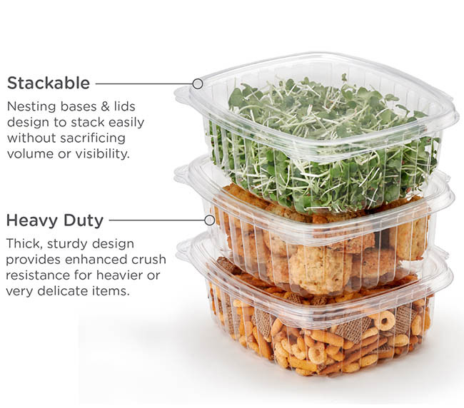 32 oz Compostable PLA Clamshell Deli Containers w/Lids | BDV09008