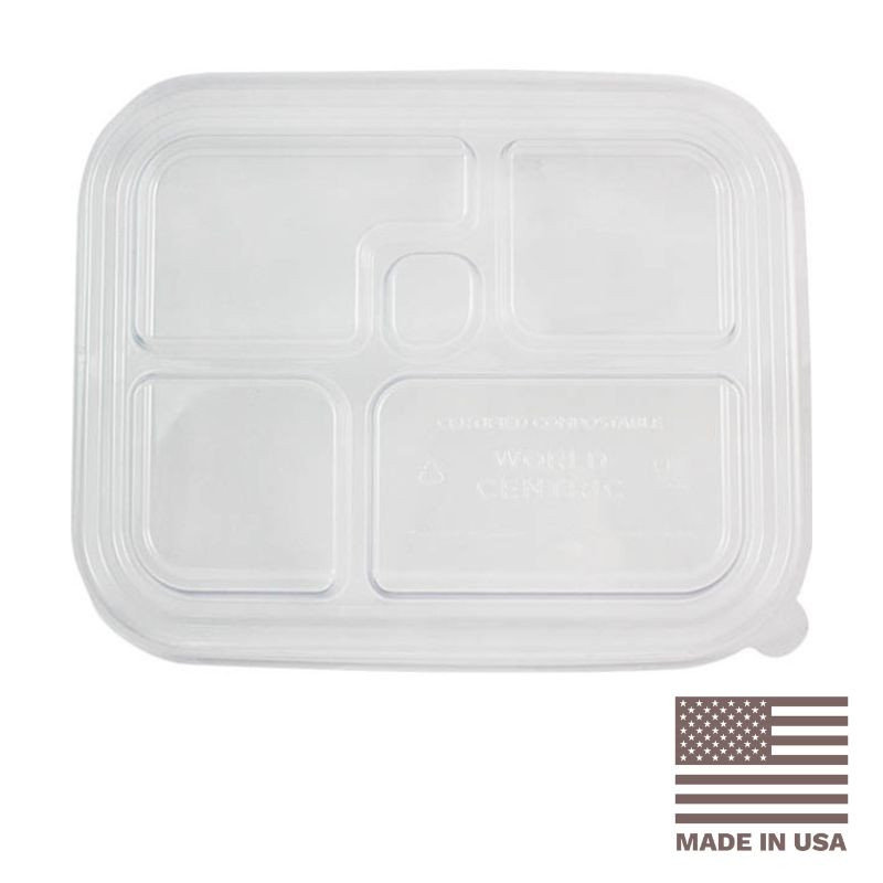 PLA Clear Lids for 5 Compartment Bento Boxes | TRL-CS-BB