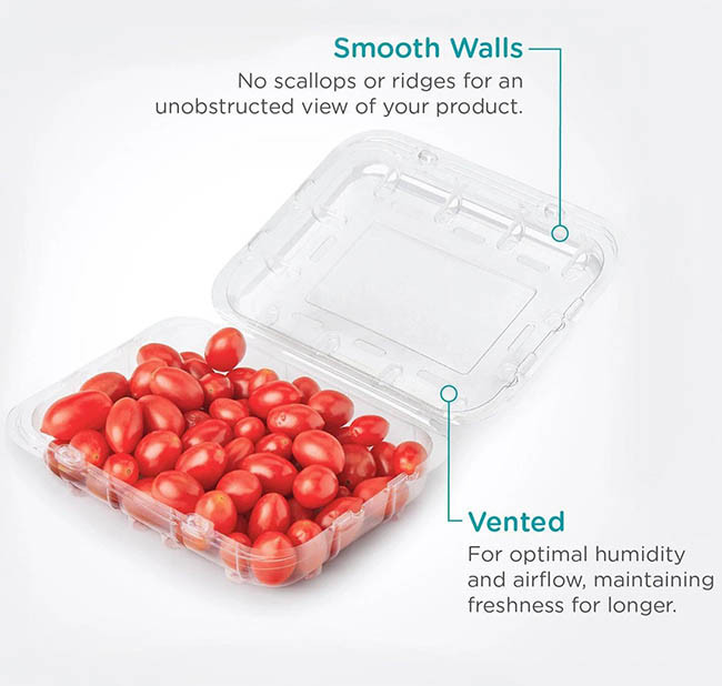 12 oz Compostable PLA Vented Berry Clamshell Containers | XXV00302