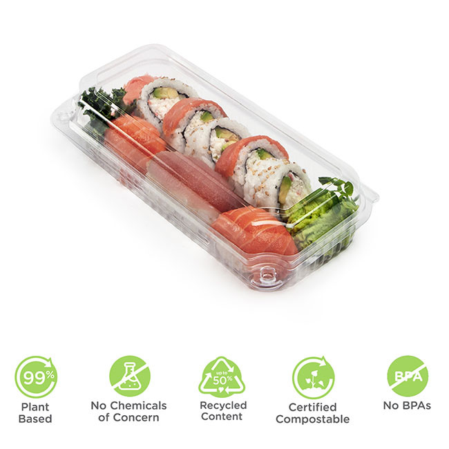 16 oz Compostable Low Profile PLA Clamshell Containers | BDX00748