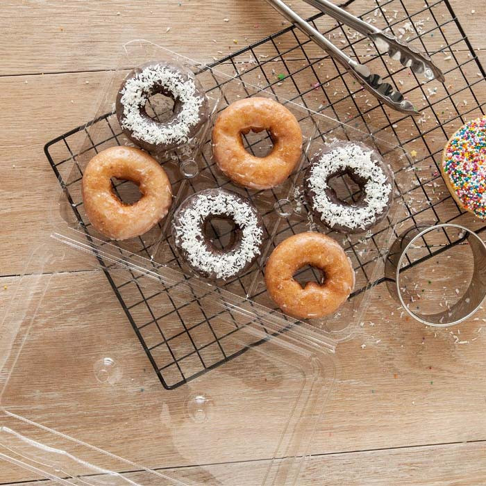 6-Pack 3" Compostable PLA Clear Donut Containers | BXX00160