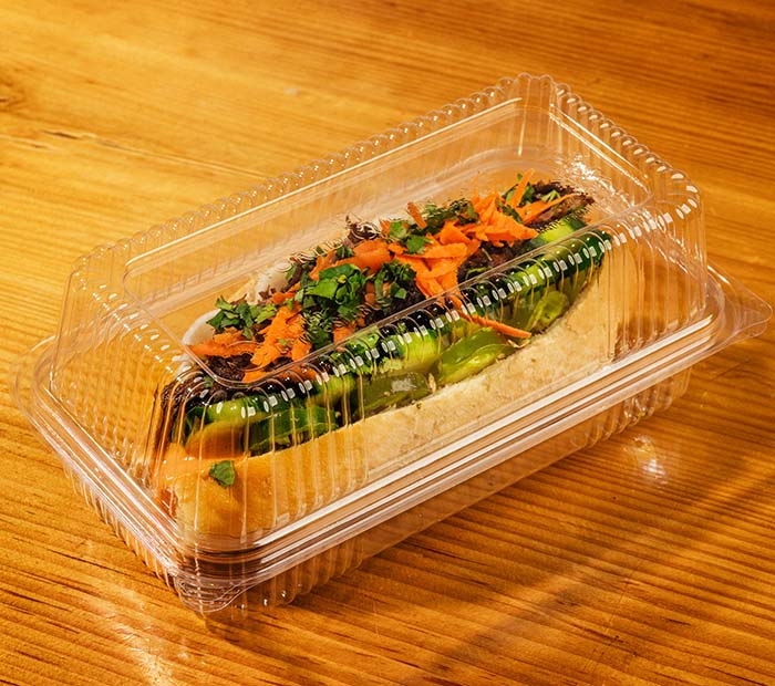 Sample of Compostable 9x5 PLA Clamshell Packaging