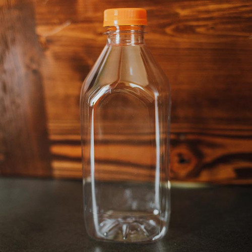 Sample of 32 oz Square OSD Plastic Juice Bottle