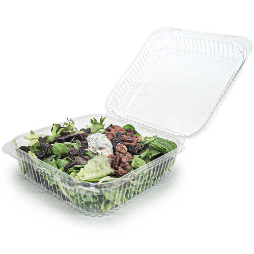 8x8x3" Good Natured Compostable PLA Clamshell Containers | BDV00170