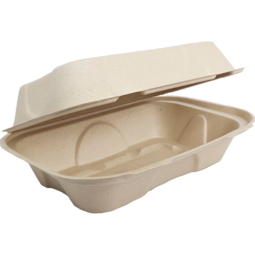 9x6x3" Compostable Fiber Clamshell Boxes | TO-SC-UHB-LFP