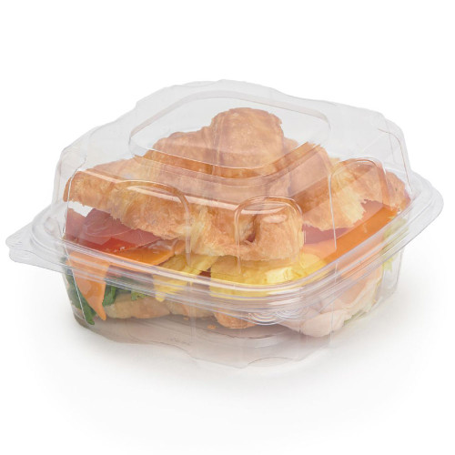 Sample of Compostable 6x6x3 PLA Plastic Clamshell Containers
