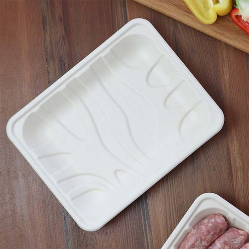 Sample of 8P Fiber Meat & Produce Trays | 10.5 x 8.2 x 1.25"