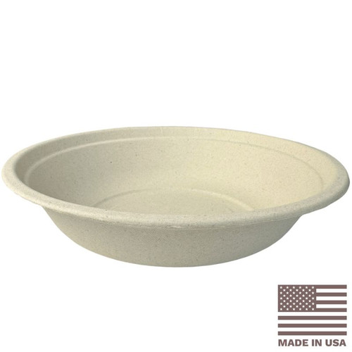 Sample of 40 oz Compostable Fiber Wide Round Bowls