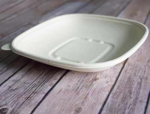 Sample of 24 oz Compostable Square Fiber Bowls
