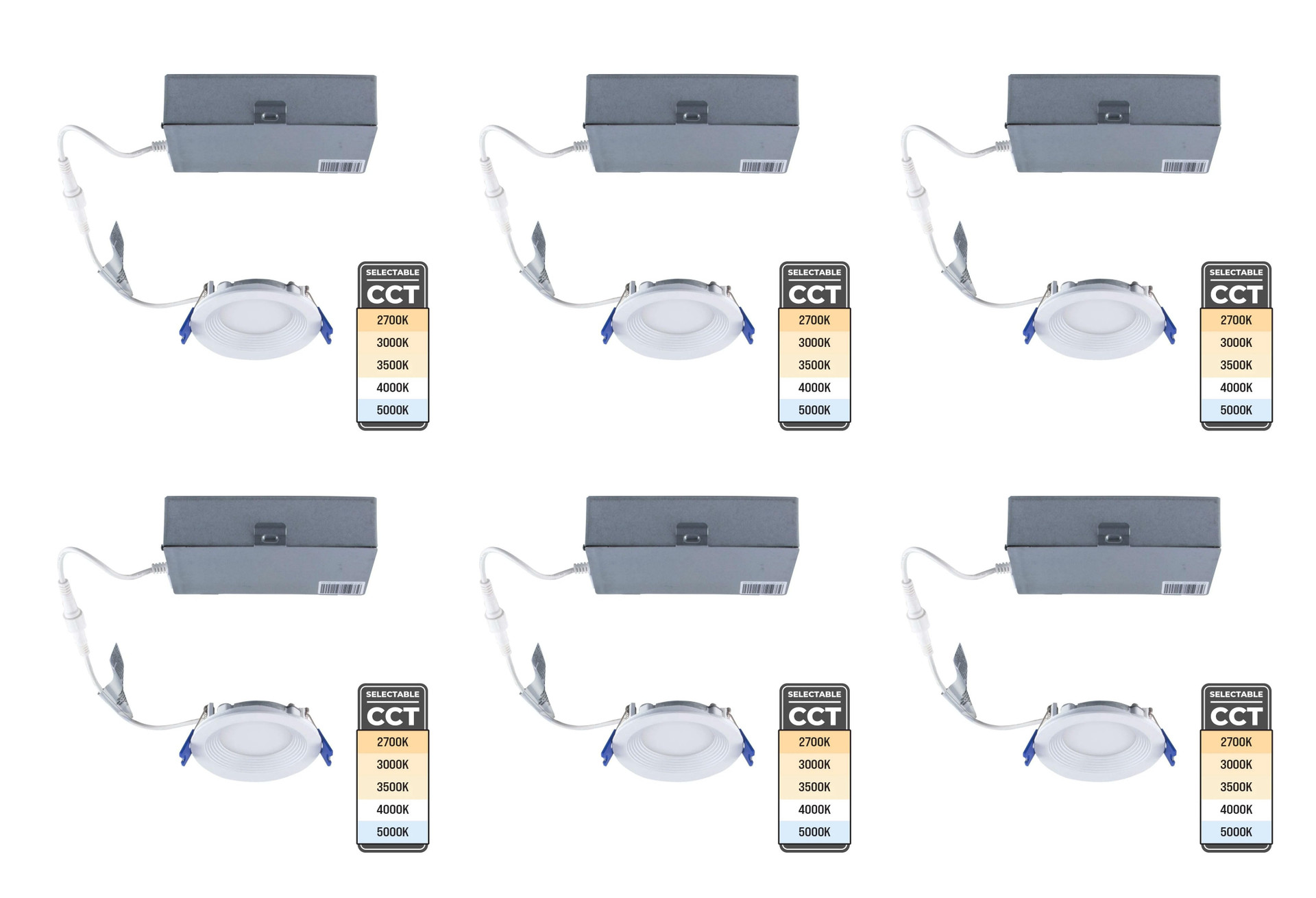 (case of 6) Lightolier LED Downlight, 3 inch round, Field Selectable ...