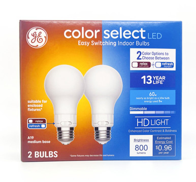GE color select LED Easy Switching Indoor LED Light Bulbs, A19, relax ...
