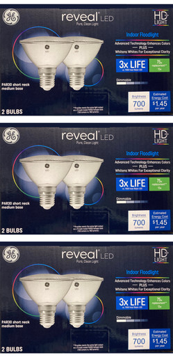 (6 bulbs) GE Reveal LED 75 W Equivalent Dimmable, Color-Enhancing HD ...