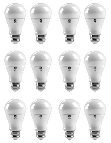 (12 bulbs) GE LED A19, 5 watts, 450 lumens, 4000K Color Temp, long-life ...
