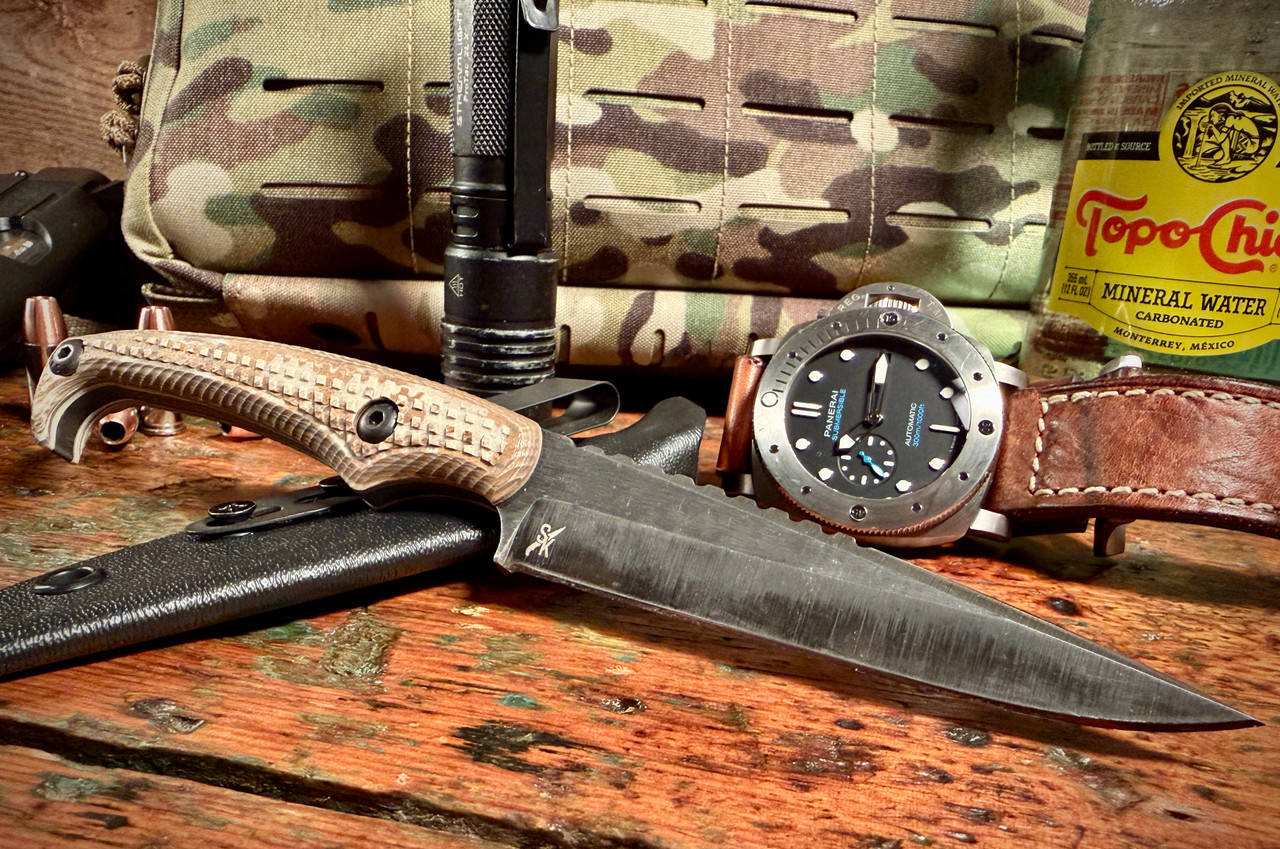 Stroup Knives MK2 Knife with Coyote Burl VZ FRAG G-10 Scales | VZ Grips