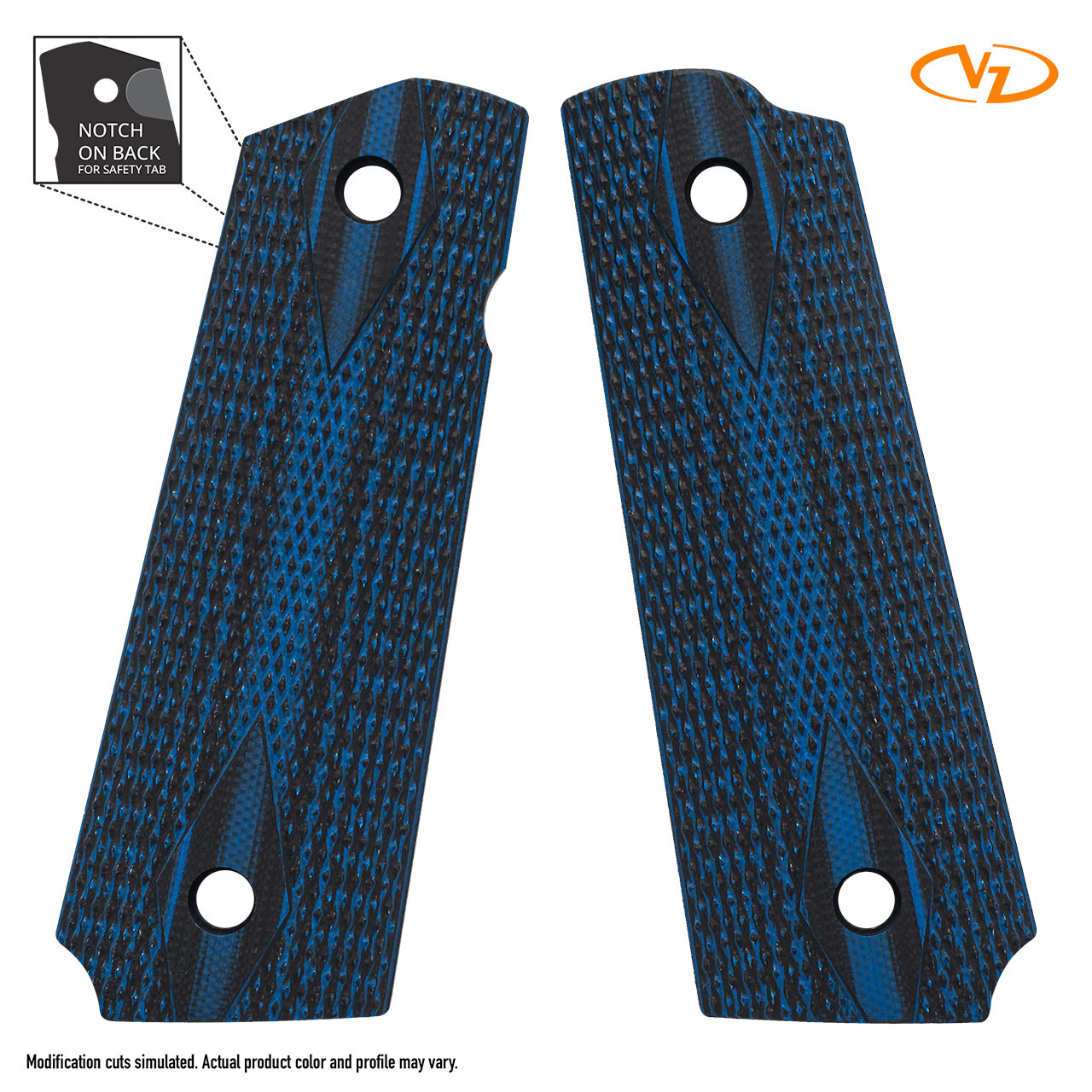 VZ Double Diamond - Blue Black - Extended Ambi - VZ Grips