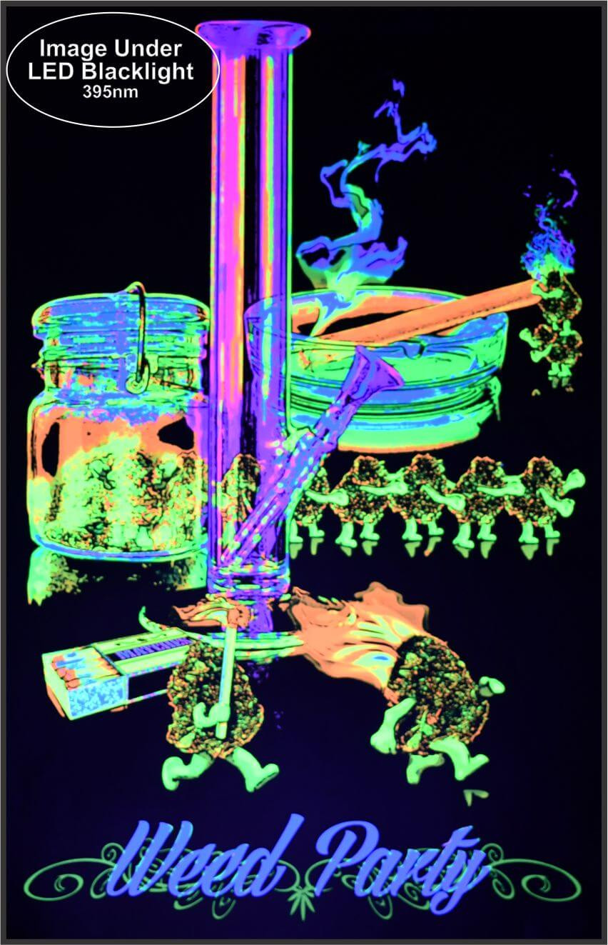 Weed Party Non-Flocked Blacklight Poster 24" x 36" - The Blacklight Zone
