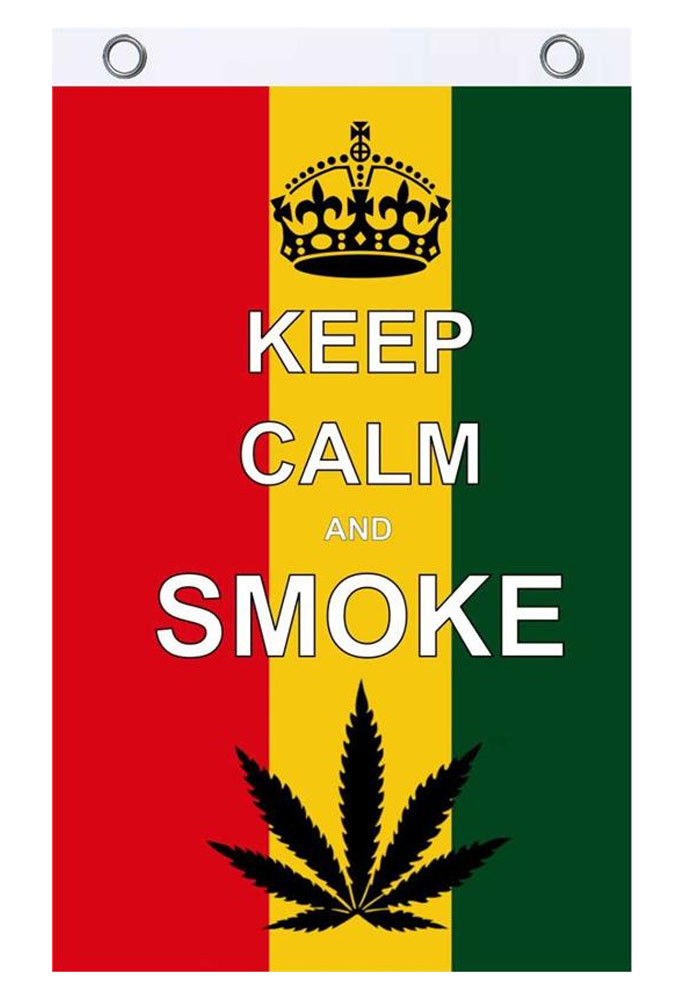 Keep Calm & Smoke Fly Flag 3' x 5' - The Blacklight Zone