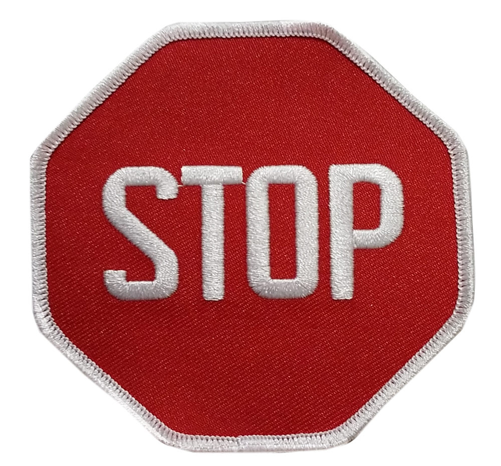 Stop Sign Embroidered Sew On Patch - 3 1/2" X 3 1/2" - The Blacklight Zone