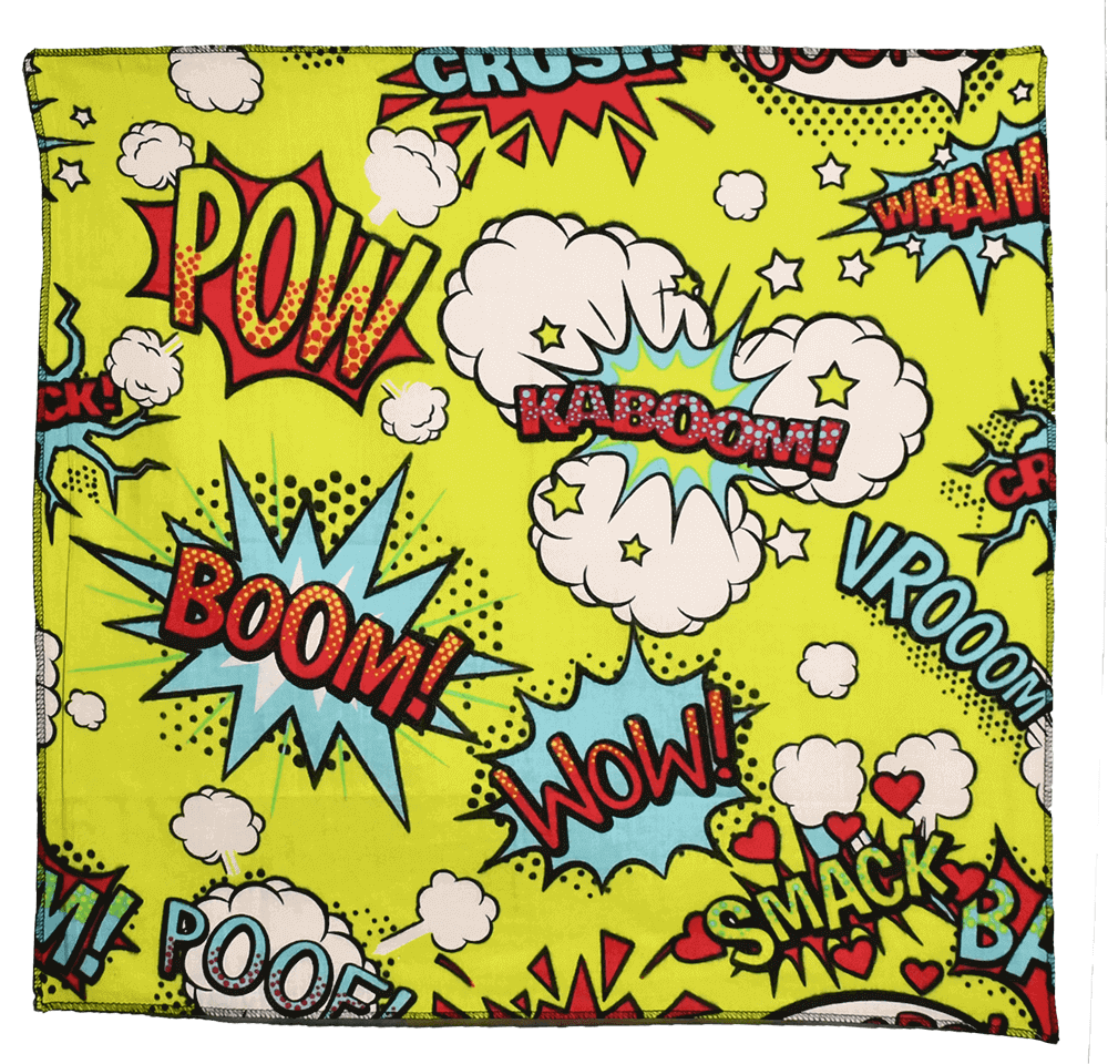 Bandana - Cartoon Pow! - 21" x 21" - Cotton - The Blacklight Zone