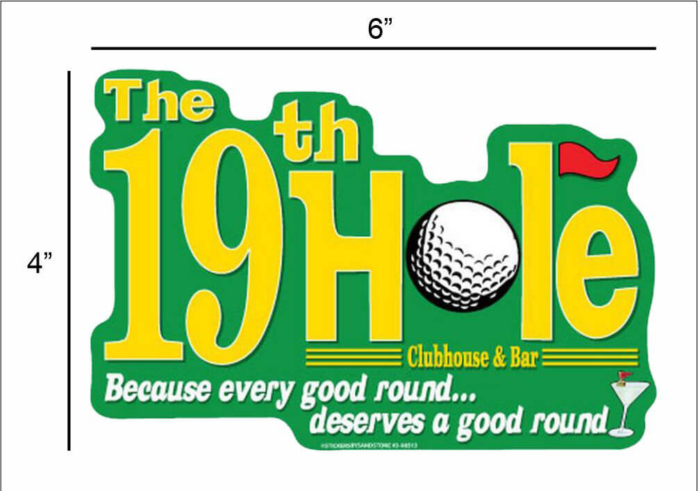The 19th Hole - Postcard Sized Vinyl Sticker 6" x 4" - The Blacklight Zone