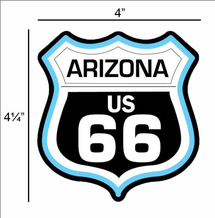 US Route 66 Arizona Shield - Postcard Sized Vinyl Sticker 4" x 4.25 ...