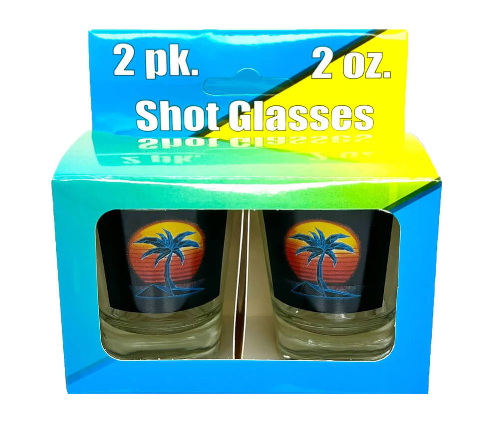 Neon Sunset - 2oz Novelty Shot Glass - 2 Piece Set - The Blacklight Zone