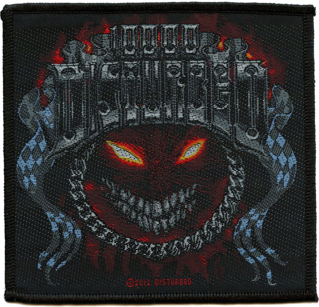 Disturbed Chrome Smiley Printed Patch 4" x 4" - The Blacklight Zone