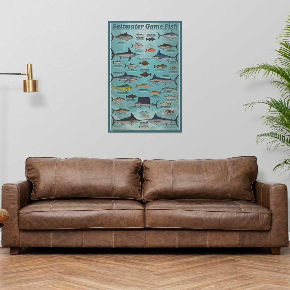 Saltwater Game Fish Poster - 24" x 36" - The Blacklight Zone