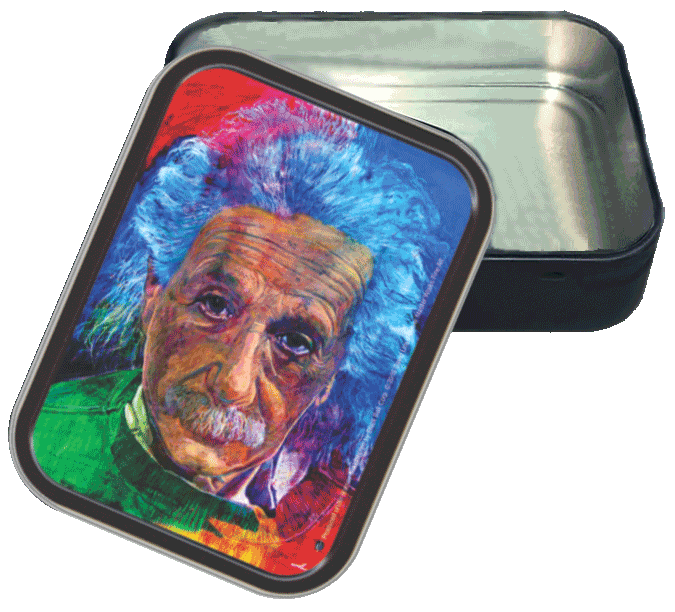 Albert Einstein Stash Tin Storage Container 4.37" L x 3.5" W x 1" H ...
