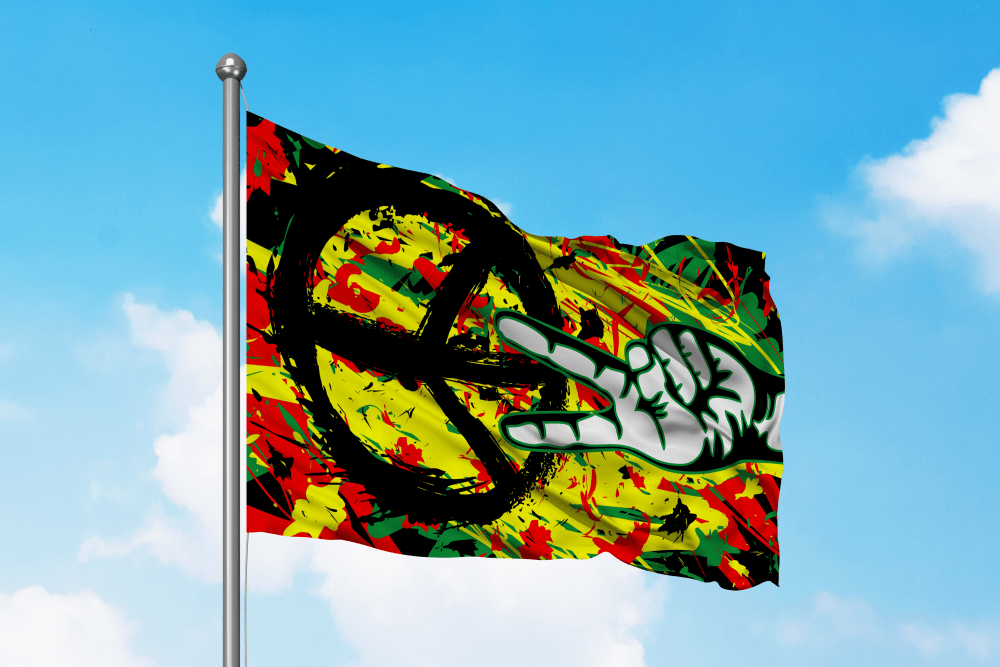 Peace Graffiti Fly Flag 3' x 5' - The Blacklight Zone