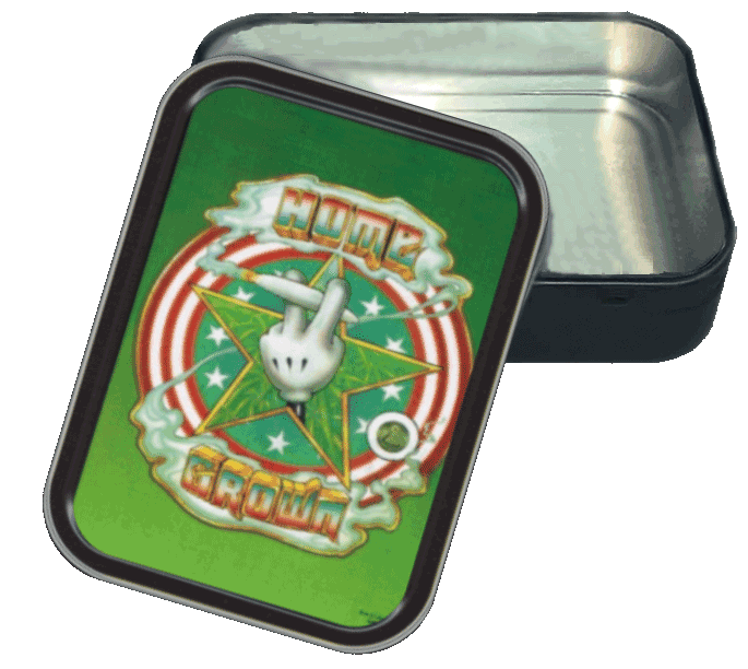 Home Grown Stash Tin Storage Container 4.37" L x 3.5" W x 1" H - The ...