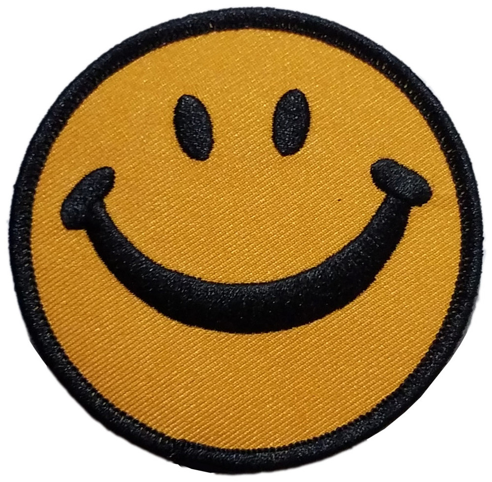 Smiley Face Embroidered Sew On Patch - 3" Round - The Blacklight Zone