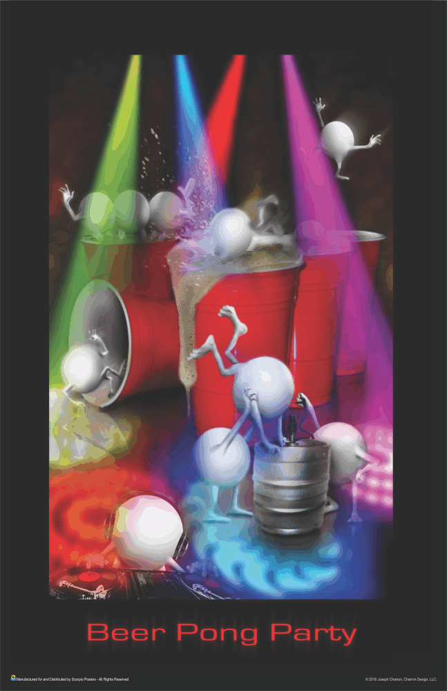 Beer Pong Cups and Balls Party Mini Poster- 11" x 17" - The Blacklight Zone
