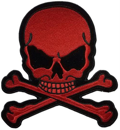 Red Skull & Crossbones Embroidered Sew On Patch - 2 1/2" X 3" - The ...