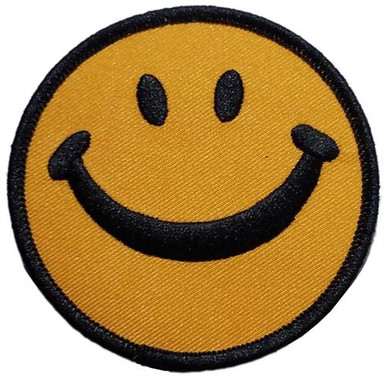 Smiley Face Embroidered Sew On Patch - 3" Round - The Blacklight Zone