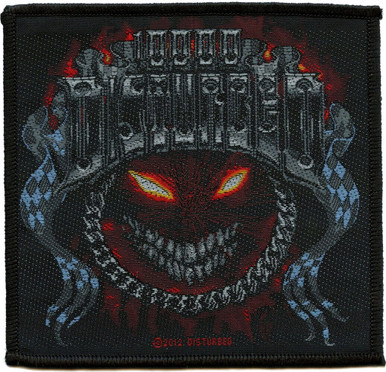Disturbed Chrome Smiley Printed Patch 4" x 4" - The Blacklight Zone