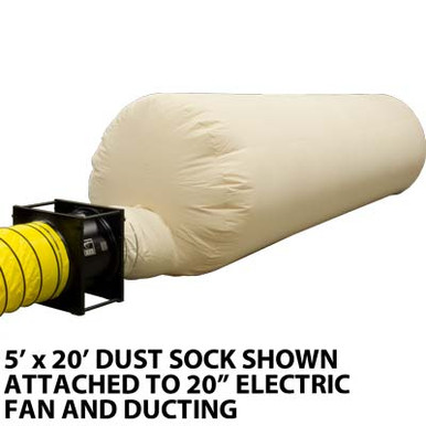 DUST SOCK, 5' x 20', (FITS UP TO 24" FAN) APPROX. 350 SQ. FT. FILTER ...
