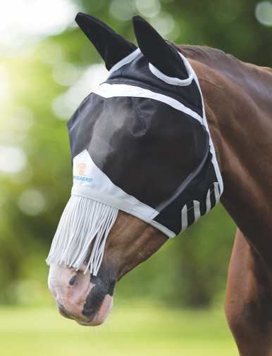 Shires FlyGuard Pro Fine Mesh Fly Mask with Ears & Nose Fringe - Horse ...