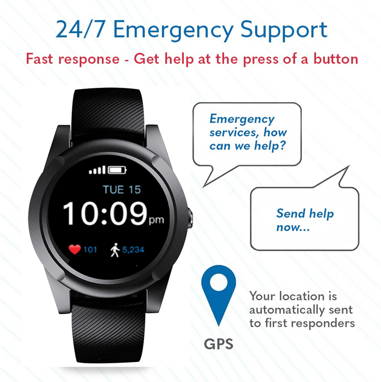 Senior Smart Watch With Fall Detection & GPS (Service Plan)